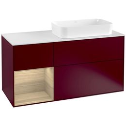 Villeroy & Boch Villeroy und Boch Finion Waschtischunterschrank F271PCHB 120cm, Abdeckplatte white matt, Regal links Oak Veneer, Peony Matt