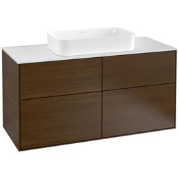 Villeroy & Boch Villeroy und Boch Finion Waschtischunterschrank F26100GN 120x60,3cm, Abdeckplatte white matt, Walnut veneer