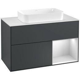 Villeroy & Boch Villeroy und Boch Finion Waschtischunterschrank G251MTHG 100cm, Abdeckplatte white matt, Emotion, Regal rechts White matt lacquer, Midnight Blue Matt Lacquer