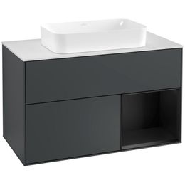 Villeroy & Boch Villeroy und Boch Finion Waschtischunterschrank G251PDHG 100cm, Abdeckplatte white matt, Emotion, Regal rechts Black matt lacquer, Midnight Blue Matt Lacquer