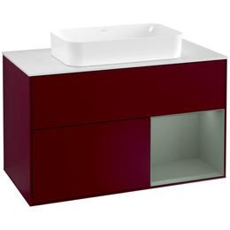 Villeroy & Boch Villeroy und Boch Finion Waschtischunterschrank G251GMHB 100cm, Abdeckplatte white matt, Emotion, Regal rechts Olive Matt Lacquer, Peony Matt