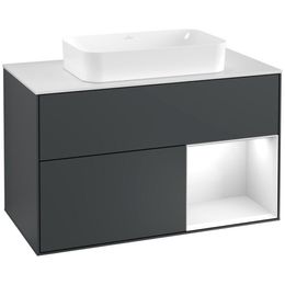 Villeroy & Boch Villeroy und Boch Finion Waschtischunterschrank G251GFHG 100cm, Abdeckplatte white matt, Emotion, Regal rechts Glossy white lacquer, Midnight Blue Matt Lacquer