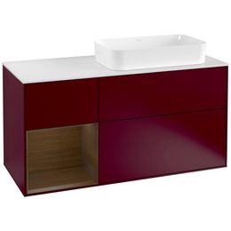 Villeroy & Boch Villeroy und Boch Finion Waschtischunterschrank G271GNHB 120cm, Abdeckplatte white matt, Emotion, Regal links Walnut veneer, Peony Matt