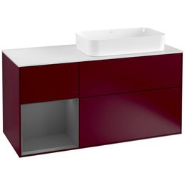 Villeroy & Boch Villeroy und Boch Finion Waschtischunterschrank G271GKHB 120cm, Abdeckplatte white matt, Emotion, Regal links Anthracite matt, Peony Matt