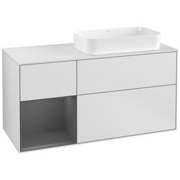 Villeroy & Boch Villeroy und Boch Finion Waschtischunterschrank G271GKMT 120cm, Abdeckplatte white matt, Emotion, Regal links Anthracite matt, White matt lacquer