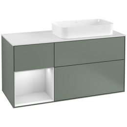 Villeroy & Boch Villeroy und Boch Finion Waschtischunterschrank G271MTGM 120cm, Abdeckplatte white matt, Emotion, Regal links White matt lacquer, Olive Matt Lacquer