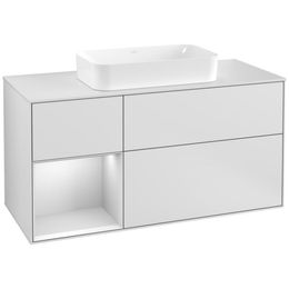Villeroy & Boch Villeroy und Boch Finion Waschtischunterschrank F291MTMT 120cm, Abdeckplatte white matt, Regal links White matt lacquer, White matt lacquer