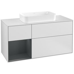 Villeroy & Boch Villeroy und Boch Finion Waschtischunterschrank F291HGMT 120cm, Abdeckplatte white matt, Regal links Midnight Blue Matt Lacquer, White matt lacquer