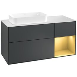 Villeroy & Boch Villeroy und Boch Finion Waschtischunterschrank G281HFHG 120cm, Abdeckplatte white matt, Emotion, Regal rechts Gold matt, Midnight Blue Matt Lacquer
