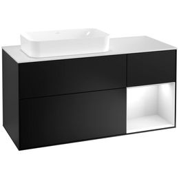 Villeroy & Boch Villeroy und Boch Finion Waschtischunterschrank F281GFPD 120cm, Abdeckplatte white matt, Regal rechts Glossy white lacquer, Black matt lacquer