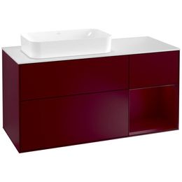 Villeroy & Boch Villeroy und Boch Finion Waschtischunterschrank F281HBHB 120cm, Abdeckplatte white matt, Regal rechts Peony, Peony Matt