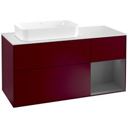 Villeroy & Boch Villeroy und Boch Finion Waschtischunterschrank F281GKHB 120cm, Abdeckplatte white matt, Regal rechts Anthracite matt, Peony Matt