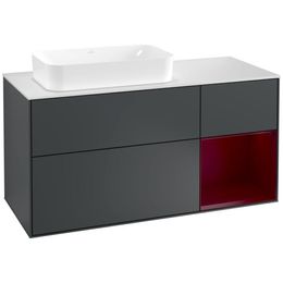 Villeroy & Boch Villeroy und Boch Finion Waschtischunterschrank F281HBHG 120cm, Abdeckplatte white matt, Regal rechts Peony, Midnight Blue Matt Lacquer