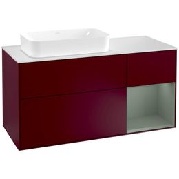 Villeroy & Boch Villeroy und Boch Finion Waschtischunterschrank F281GMHB 120cm, Abdeckplatte white matt, Regal rechts Olive Matt Lacquer, Peony Matt