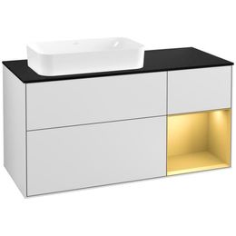 Villeroy & Boch Villeroy und Boch Finion Waschtischunterschrank F282HFMT 120cm, Abdeckplatte black matt, Regal rechts Gold matt, White matt lacquer