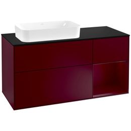 Villeroy & Boch Villeroy und Boch Finion Waschtischunterschrank F282HBHB 120cm, Abdeckplatte black matt, Regal rechts Peony, Peony Matt