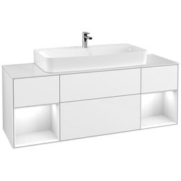 Villeroy & Boch Villeroy und Boch Finion Waschtischunterschrank F211GFGF 160cm, Abdeckplatte white matt, Regale Glossy white lacquer, Glossy white lacquer