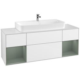 Villeroy & Boch Villeroy und Boch Finion Waschtischunterschrank F211GMGF 160cm, Abdeckplatte white matt, Regale Olive matt lacquer, Glossy white lacquer
