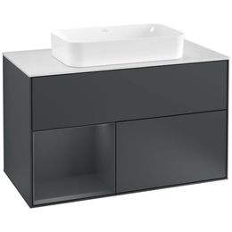 Villeroy & Boch Villeroy und Boch Finion Waschtischunterschrank G241HGHG 100cm, Abdeckplatte white matt, Emotion, Regal links Midnight Blue Matt Lacquer, Midnight Blue Matt Lacquer