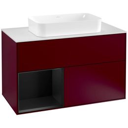 Villeroy & Boch Villeroy und Boch Finion Waschtischunterschrank F241PDHB 100x60,3cm, Abdeckplatte white matt, Regal links Black matt lacquer, Peony Matt