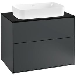 Villeroy & Boch Villeroy und Boch Finion Waschtischunterschrank F22200HG 80x60,3cm, Abdeckplatte black matt, Midnight Blue Matt Lacquer