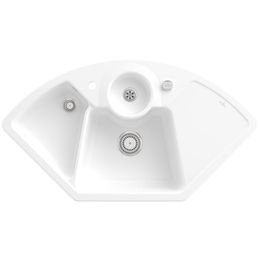 Villeroy & Boch Villeroy und Boch Solo Eck Ecksp&uuml;le 670802RW Ablaufgarnitur, Exzenterbet&auml;tigung, Resteschale, Stone White