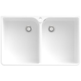 Villeroy & Boch Villeroy und Boch Sp&uuml;lstein Doppelbecken 638001R1 Ablaufgarnitur mit Handbet&auml;tigung, wei&szlig;