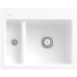 Villeroy & Boch Villeroy und Boch Subway Fl&auml;chenb&uuml;ndige Sp&uuml;le 67801FKG mit Ablaufgarnitur und Handbet&auml;tigung, Snow White