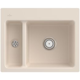 Villeroy & Boch Villeroy und Boch Subway Fl&auml;chenb&uuml;ndige Sp&uuml;le 67801FFU mit Ablaufgarnitur und Handbet&auml;tigung, Ivory