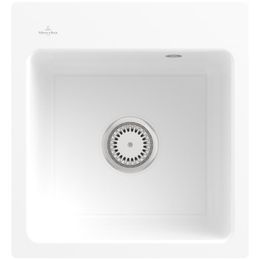 Villeroy & Boch Villeroy und Boch Subway Fl&auml;chenb&uuml;ndige Sp&uuml;le 67811FKG mit Ablaufgarnitur und Handbet&auml;tigung, Snow White