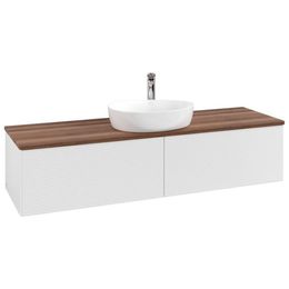Villeroy & Boch Villeroy und Boch Antao Waschtisch-Unterschrank K36152GF 160x36x50cm, Hahnlochbohrung, Waschbeckenplattenfarbe warm walnut, glossy white lacquer