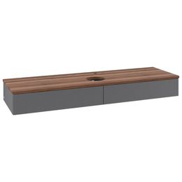 Villeroy & Boch Villeroy und Boch Antao Waschtisch-Unterschrank K14152GK 160x19x50cm, Hahnlochbohrung, Waschbeckenplattenfarbe warm walnut, anthracite matt lacquer
