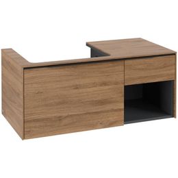 Villeroy & Boch Villeroy und Boch Subway 3.0 Waschtisch-Unterschrank C572L1RH 100,1x42,25x51,6cm, mit LED/Griff Volcano black, kansas oak
