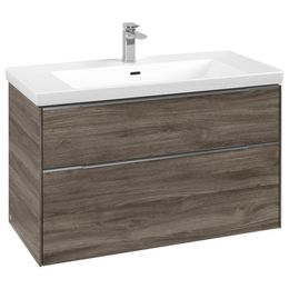 Villeroy & Boch Villeroy und Boch Subway 3.0 Waschtisch-Unterschrank C570L0RK 97,3x57,6x47,8cm, mit LED/Griff Aluminium gl&auml;nzend, stone oak