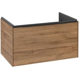 Villeroy & Boch Villeroy und Boch Subway 3.0 Waschtisch-Unterschrank C573L1RH 77,2x42,9x47,8cm, mit LED/Griff Volcano black, kansas oak