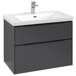 Villeroy & Boch Villeroy und Boch Subway 3.0 Waschtisch-Unterschrank C574L1VR 77,2x57,6x47,8cm, mit LED/Griff Volcano black, graphite