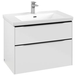 Villeroy & Boch Villeroy und Boch Subway 3.0 Waschtisch-Unterschrank C574L1VE 77,2x57,6x47,8cm, mit LED/Griff Volcano black, brilliant white