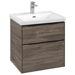 Villeroy & Boch Villeroy und Boch Subway 3.0 Waschtisch-Unterschrank C578L1RK 57,2x57,6x47,8cm, mit LED/Griff Volcano black, stone oak