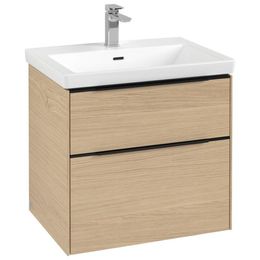 Villeroy & Boch Villeroy und Boch Subway 3.0 Waschtisch-Unterschrank C576L1VJ 62,2x57,6x47,8cm, mit LED/Griff Volcano black, nordic oak