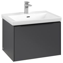 Villeroy & Boch Villeroy und Boch Subway 3.0 Waschtisch-Unterschrank C575L1VR 62,2x42,9x47,8cm, mit LED/Griff Volcano black, graphite