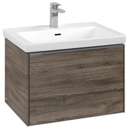 Villeroy & Boch Villeroy und Boch Subway 3.0 Waschtisch-Unterschrank C575L0RK 62,2x42,9x47,8cm, mit LED/Griff Aluminium gl&auml;nzend, stone oak