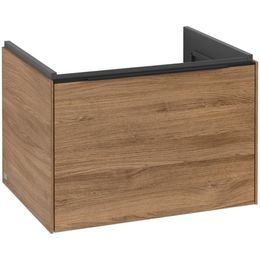 Villeroy & Boch Villeroy und Boch Subway 3.0 Waschtisch-Unterschrank C575L1RH 62,2x42,9x47,8cm, mit LED/Griff Volcano black, kansas oak