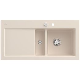 Villeroy & Boch Villeroy & Boch Subway 60 Einbausp&uuml;le 671202FU rechts, mit Ablaufgarnitur und Exzenterbet&auml;tigung, 1000 x 510 mm, Ivory
