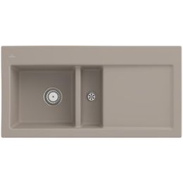 Villeroy & Boch Villeroy und Boch Subway 60 Einbausp&uuml;le 677001AM links, mit Ablaufgarnitur, Handbet&auml;tigung, 1000 x 510 mm, almond CeramicPlus
