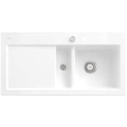 Villeroy & Boch Villeroy & Boch Subway 60 Einbausp&uuml;le 671202KG rechts, mit Ablaufgarnitur und Exzenterbet&auml;tigung, 1000 x 510 mm, Snow White