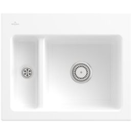 Villeroy & Boch Villeroy & Boch Subway 60 XM Einbausp&uuml;le 678001RW mit Ablaufgarnitur und Handbet&auml;tigung, 620 x 510 mm, Stone White