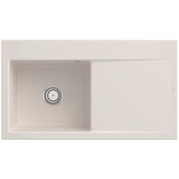 Villeroy & Boch Villeroy und Boch Subway Style 50 Einbausp&uuml;le 335201KR links, mit Ablaufgarnitur, 900 x 510 mm, Handbet&auml;tigung, crema CeramicPlus