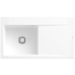 Villeroy & Boch Villeroy und Boch Subway Style 50 Einbausp&uuml;le 335201R1 links, mit Ablaufgarnitur, 900 x 510 mm, Handbet&auml;tigung, wei&szlig; alpin CeramicPlus
