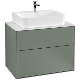 Villeroy & Boch Villeroy und Boch Finion Waschtischunterschrank F09100GM 80x60,3x50,1cm, Abdeckplatte white matt, Olive Matt Lacquer