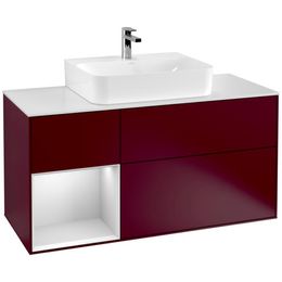 Villeroy & Boch Villeroy und Boch Finion Waschtischunterschrank F161MTHB 120cm, Abdeckplatte white matt, Regal links White matt lacquer, Peony Matt
